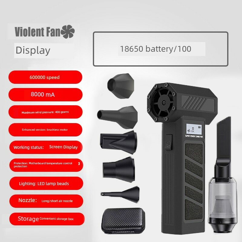 Boming 600,000 Violent Handheld Turbo Fan Brushless Motor Small Car Vacuum Cleaner Super Snow Blowing Tool Hurricane