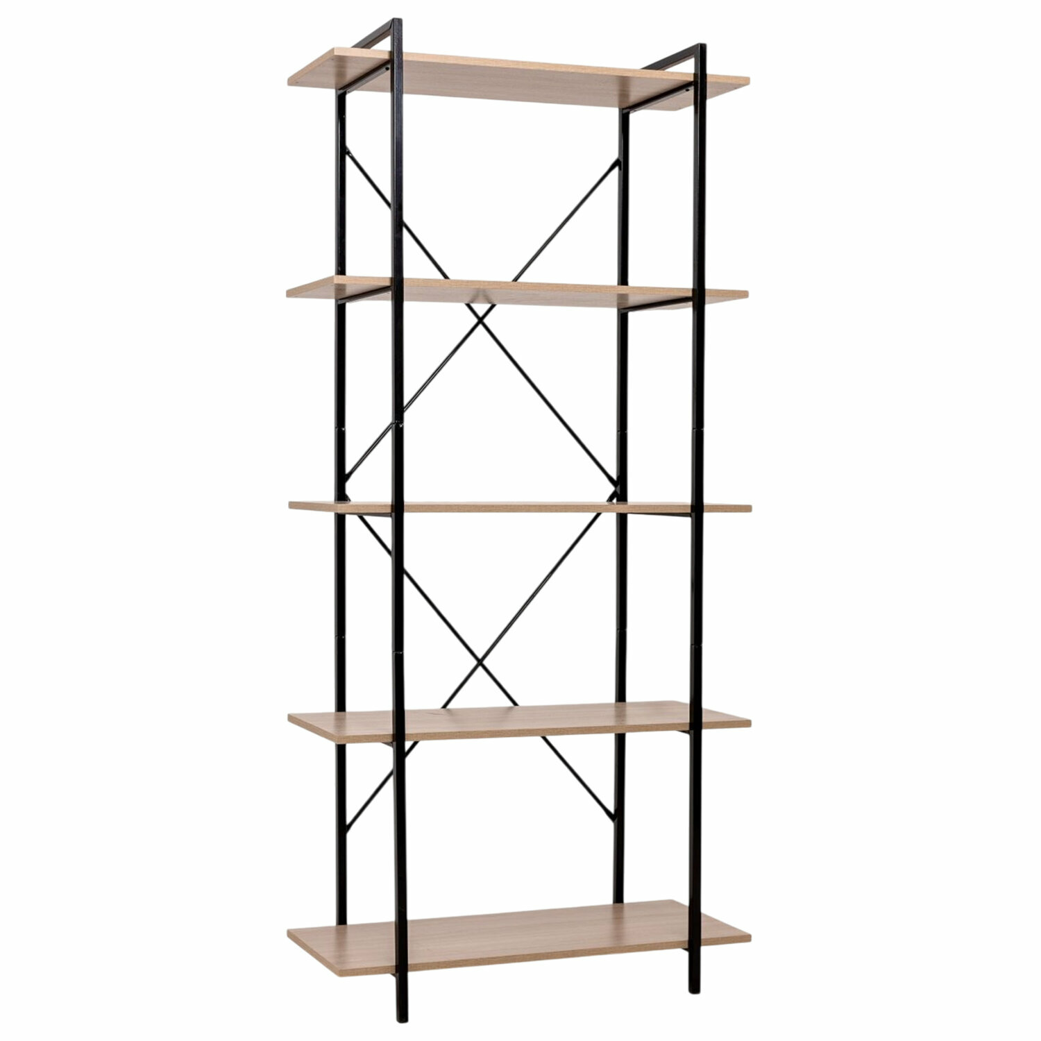 Стеллаж Brabix Smart SH-004, 904х360х1950 мм, лофт, 5 полок, металл, ЛДСП бунратти, каркас черный 641944