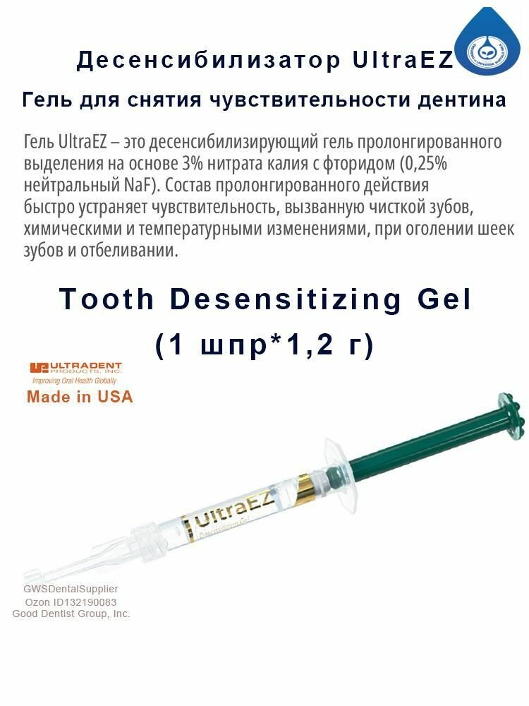 Гель Ultra EZ для снятия чувствительности зубов, 1 шприца