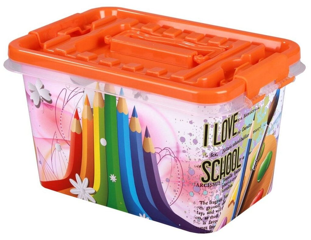 Контейнер Альтернатива "Школьник", пластик, многоцветный, прямоуголный, для хранения