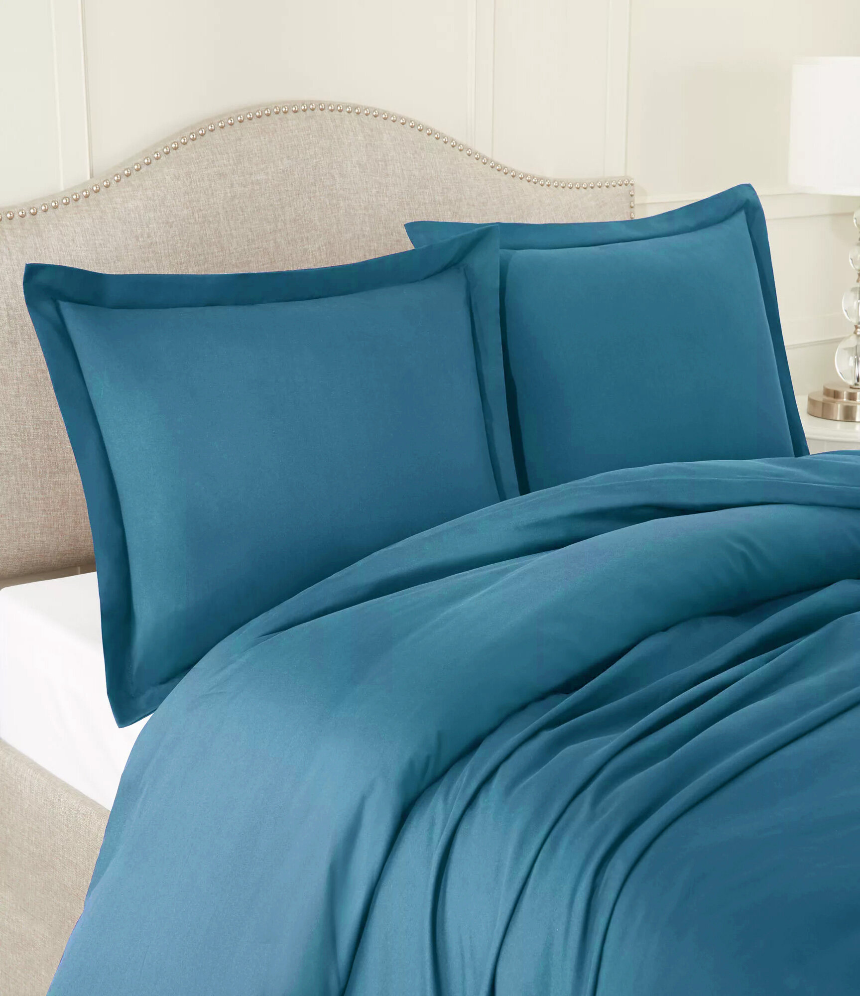 Наволочки с ушками из сатина-люкс RMS-031 бирюзовый Elin (бирюзовый), Наволочка 70x70 (с ушками)