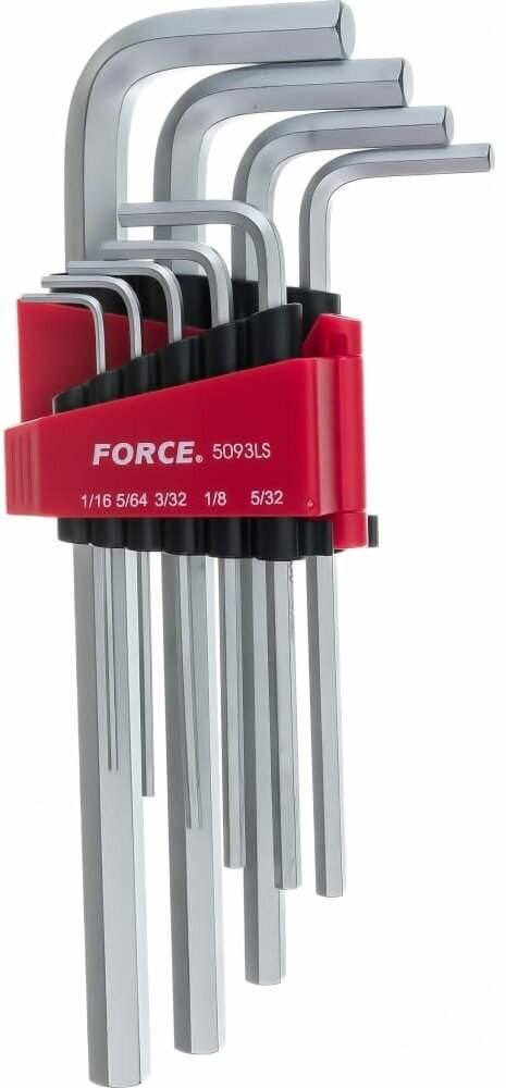 Набор Г-образных дюймовых средних шестигранников FORCE 5093LS, Прочное