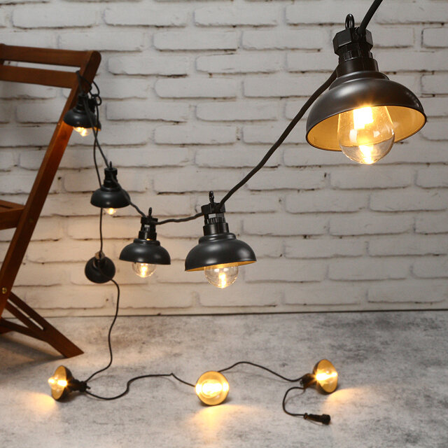 Гирлянда из лампочек Фонарики, 10 ламп с экстра теплым белым светом, 4.5 м, черный ПВХ, соединяемая, IP44, Kaemingk, 490118