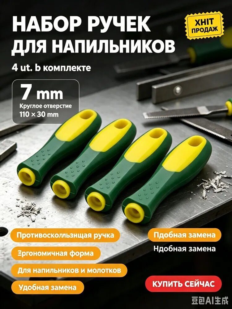 Напильник с двухцветной резиновой ручкой