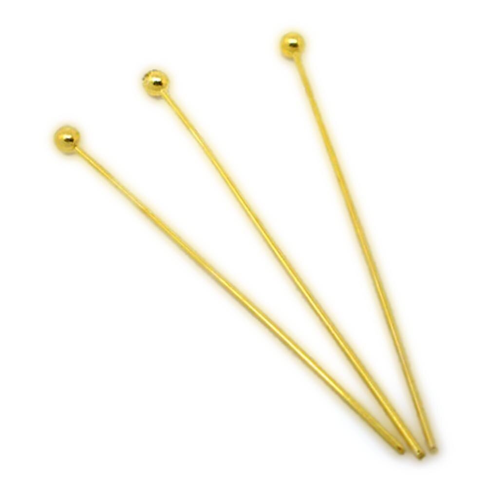 Фурнитура для бижутерии Пин с шариком 0001258 золотой цвет 30 мм, цена за 30 шт.