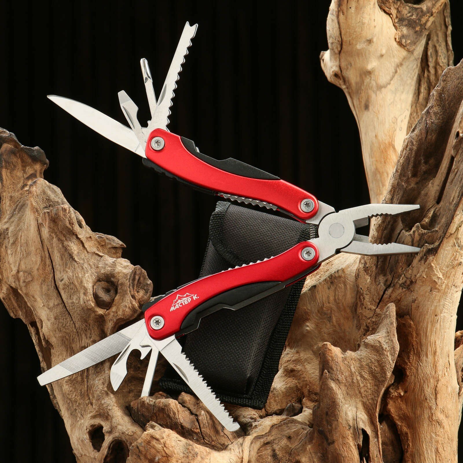 Мультитул 11в1 «Мастер К» в чехле, красный
