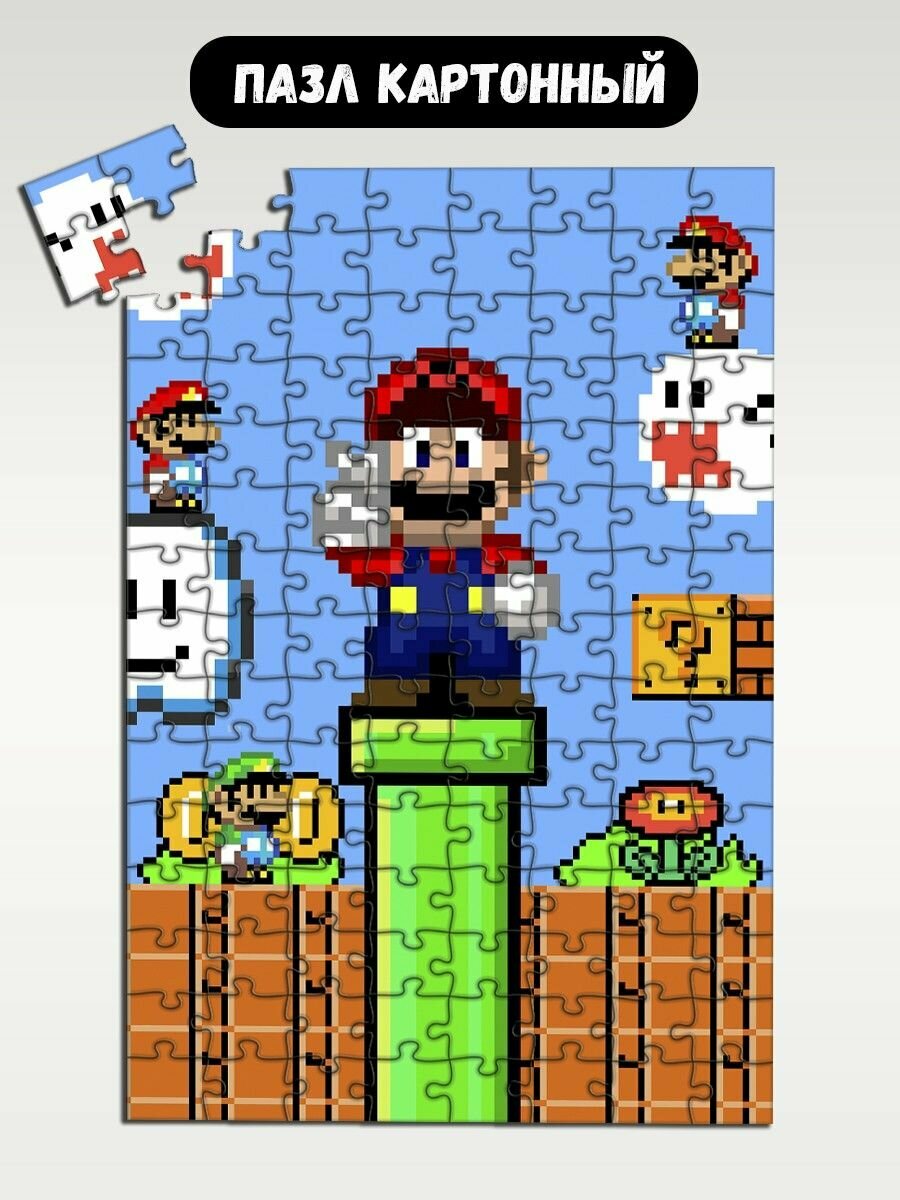 Пазл картонный А4: модель игра Super Mario Bros - 1210