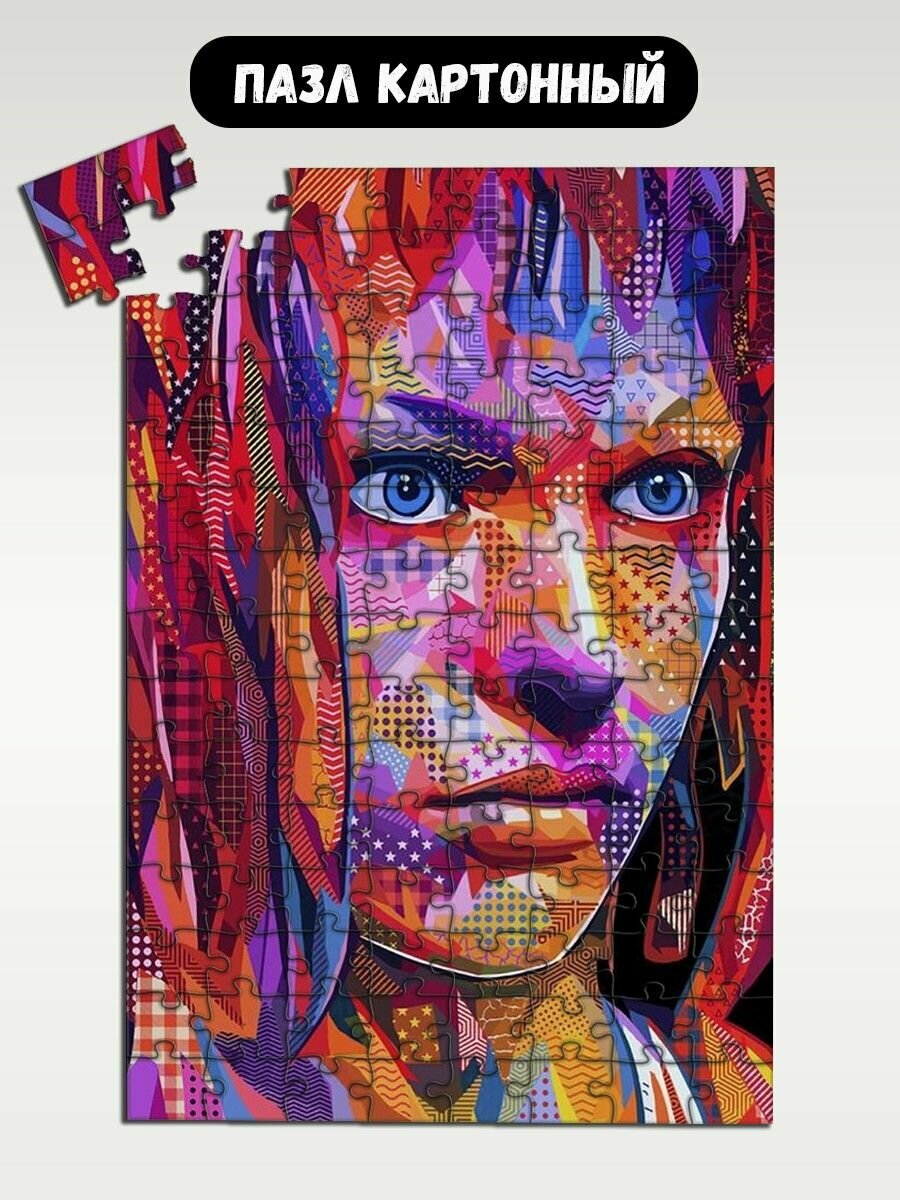 Пазл картонный А4: модель Поп арт портет Мила Йовович - 2000