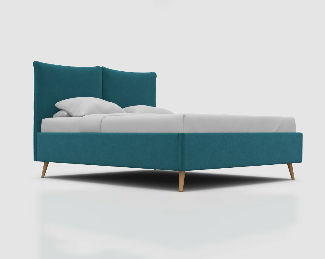 Двуспальная кровать 120х200 с подъемным механизмом, "Laima 2" с мягким изголовьем для дома, для спальни, ортопедическое основание, с ящиком для белья. Велюр зеленый Vip 9