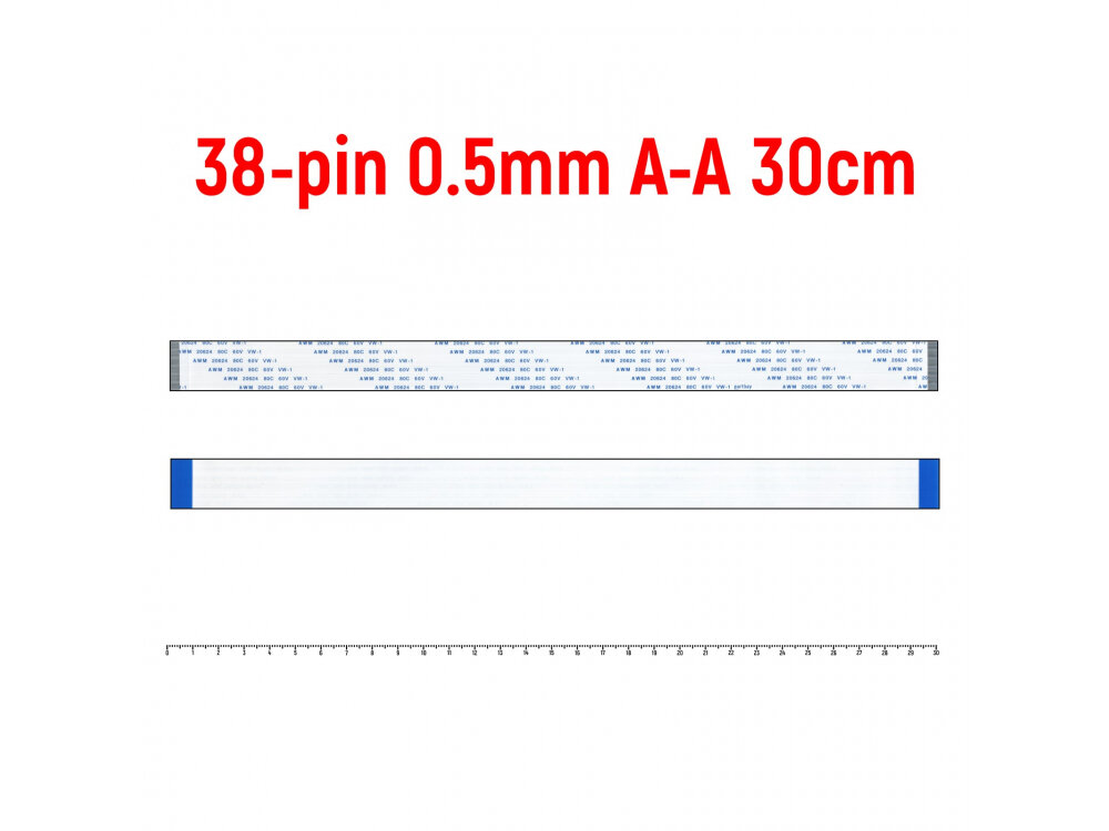 Шлейф FFC 38-pin Шаг 0.5mm Длина 30cm Прямой A-A AWM 20624 80C 60V VW-1