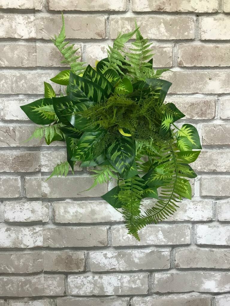 Панно интерьерное круглое, композиция d25 см из искусственных цветов/настенная декорация из декоративных растений в подарок, озеленение интерьеров квартиры, дома/зелень