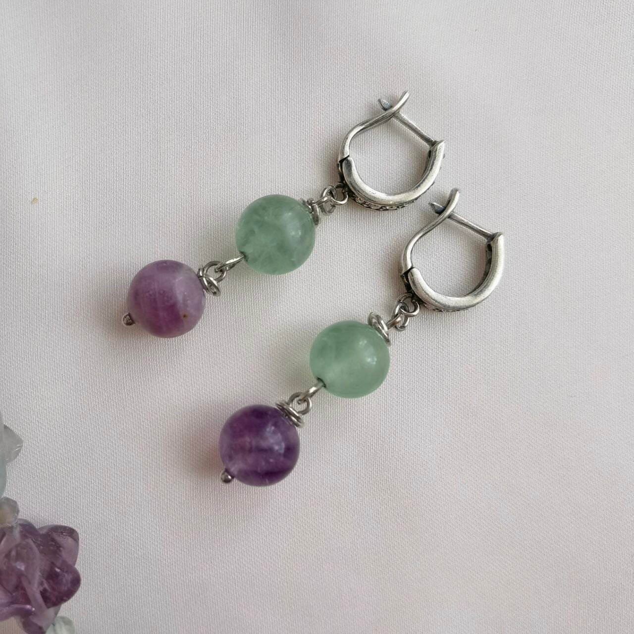 Серьги, флюорит