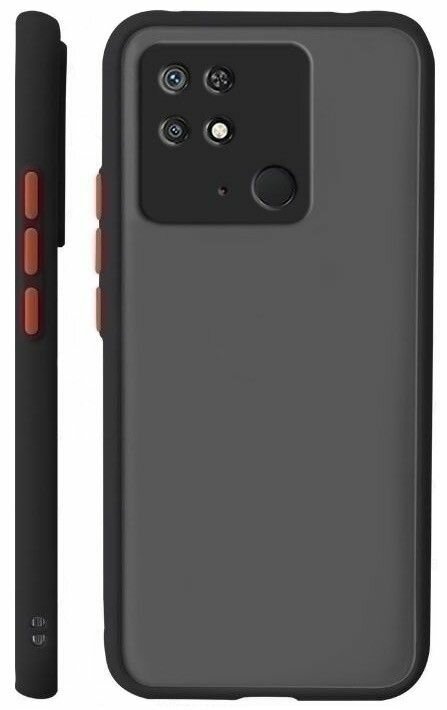 Накладка пластиковая матовая для Xiaomi Redmi 10C / Poco C40 с силиконовой окантовкой чёрная