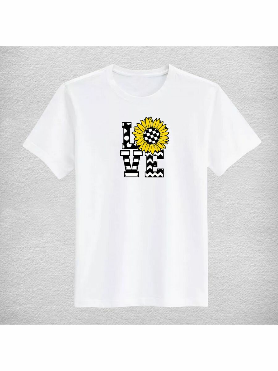Футболка любовь подсолнух цветы love
