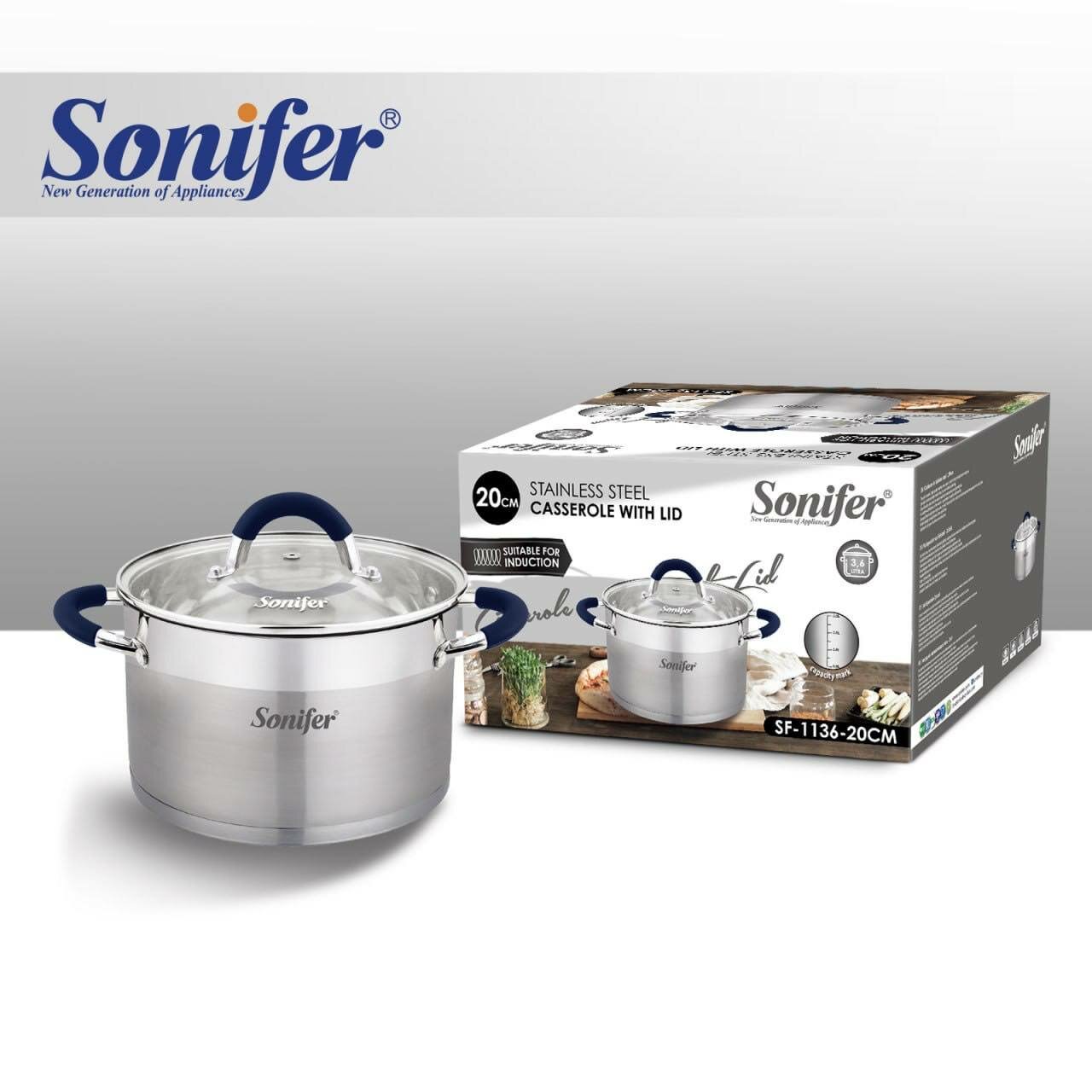 Кастрюля с крышкой силиконовые ручки 3.6л