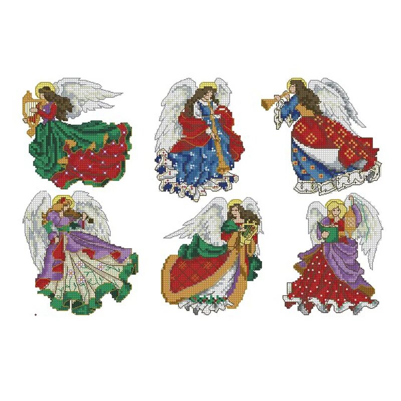Комплект для вышивки крестом Amishop Ангелы на елке 16CT cotton canvas