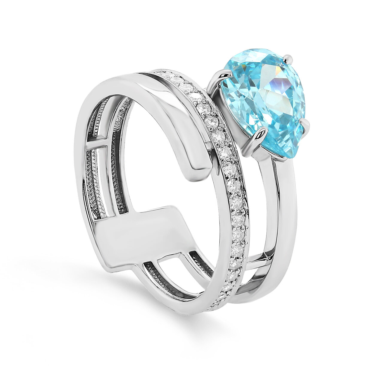 Кольцо, серебро, 925 проба, фианит