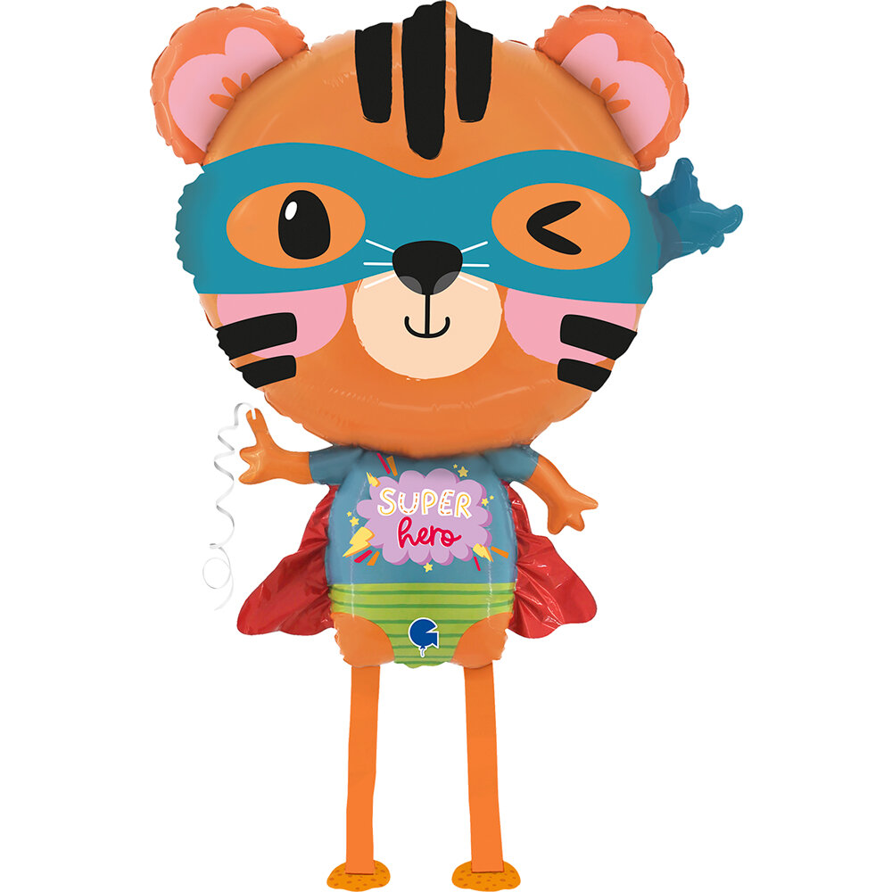 Шар (33'/84 см) Ходячая Фигура, Тигренок Супергерой, 1 шт.