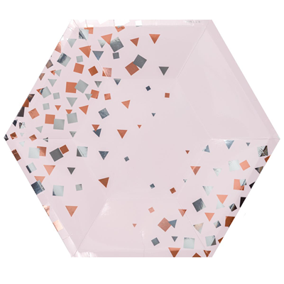 Тарелка Конфетти Party розовая 25см 6штG