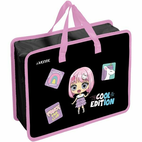 Папка А4 (335*260*100) с ручками, молния, пластик" Fancy Girl"