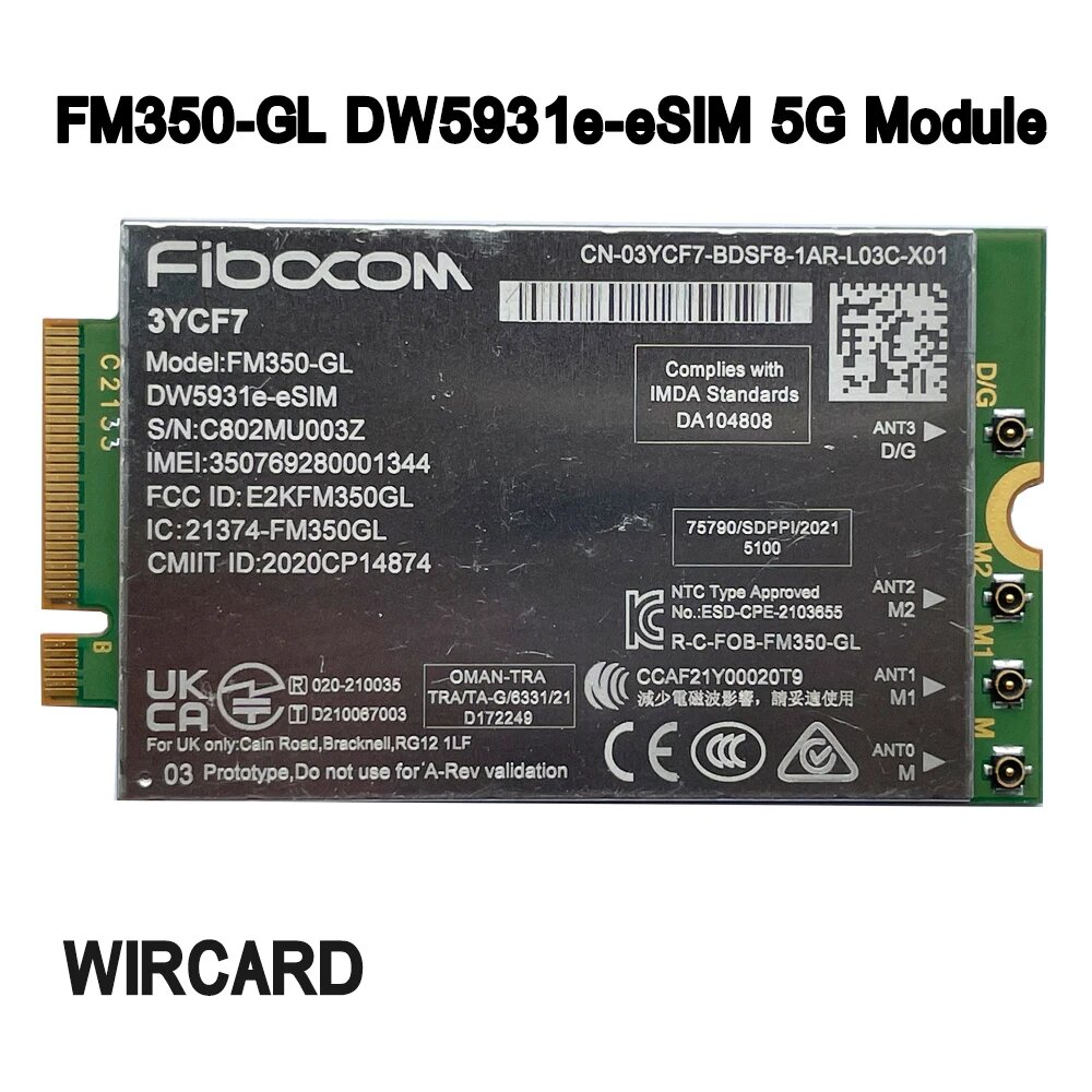 HUASJ FM350-GL DW5931e 5G Модуль для ноутбука DW5931e-eSIM 5G Card