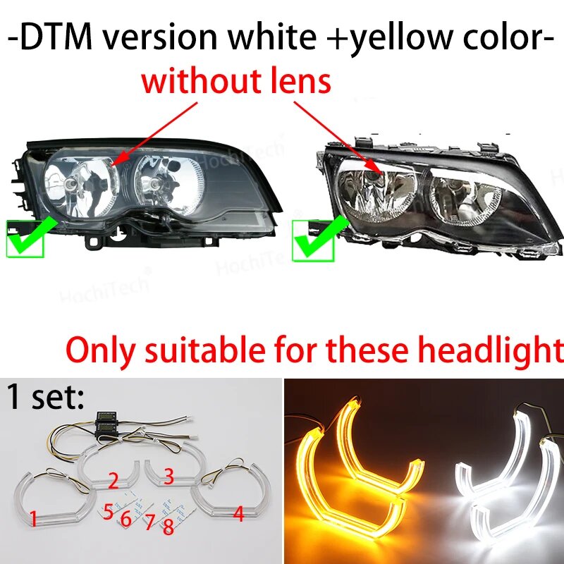Для BMW E46 316i 318i 320i 325i 325xi 330i 330xi 99-05 Дневный свет DTM M4 Стиль для модернизации Crystal Angel Eyes комплект колец Version 3