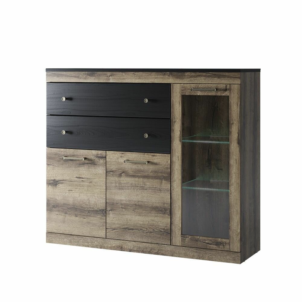 Тумба Anrex JAGGER 1V2D2S, 103 x 35.6 x 120.2 см, цвет: Дуб монастырский /Черный