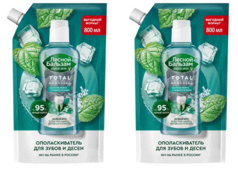 Ополаскиватель для десен Лесной бальзам, Мята и лесные травы, 800 мл, 2 шт