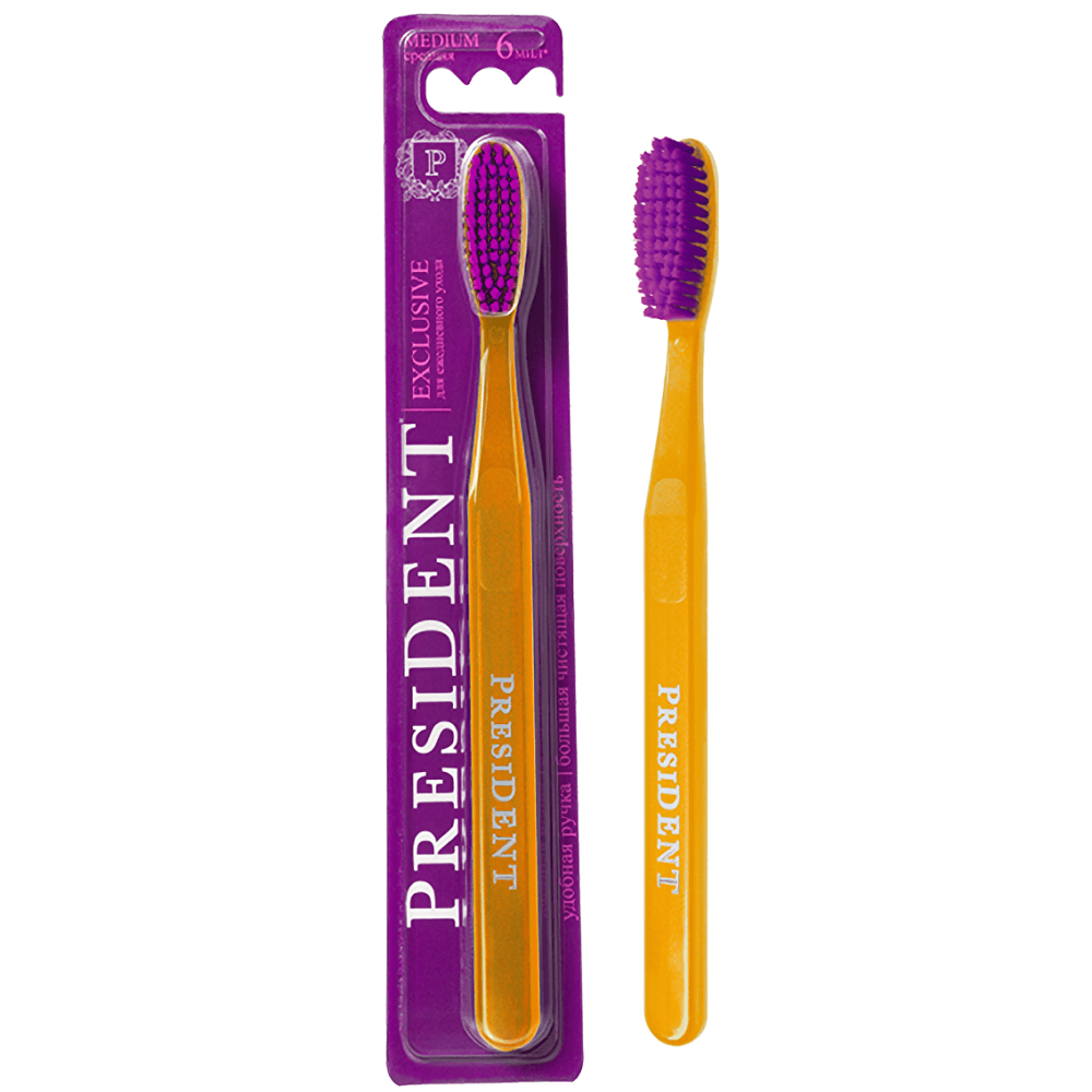 Зубная щетка PresiDENT Exclusive средней жесткости, оранжевая
