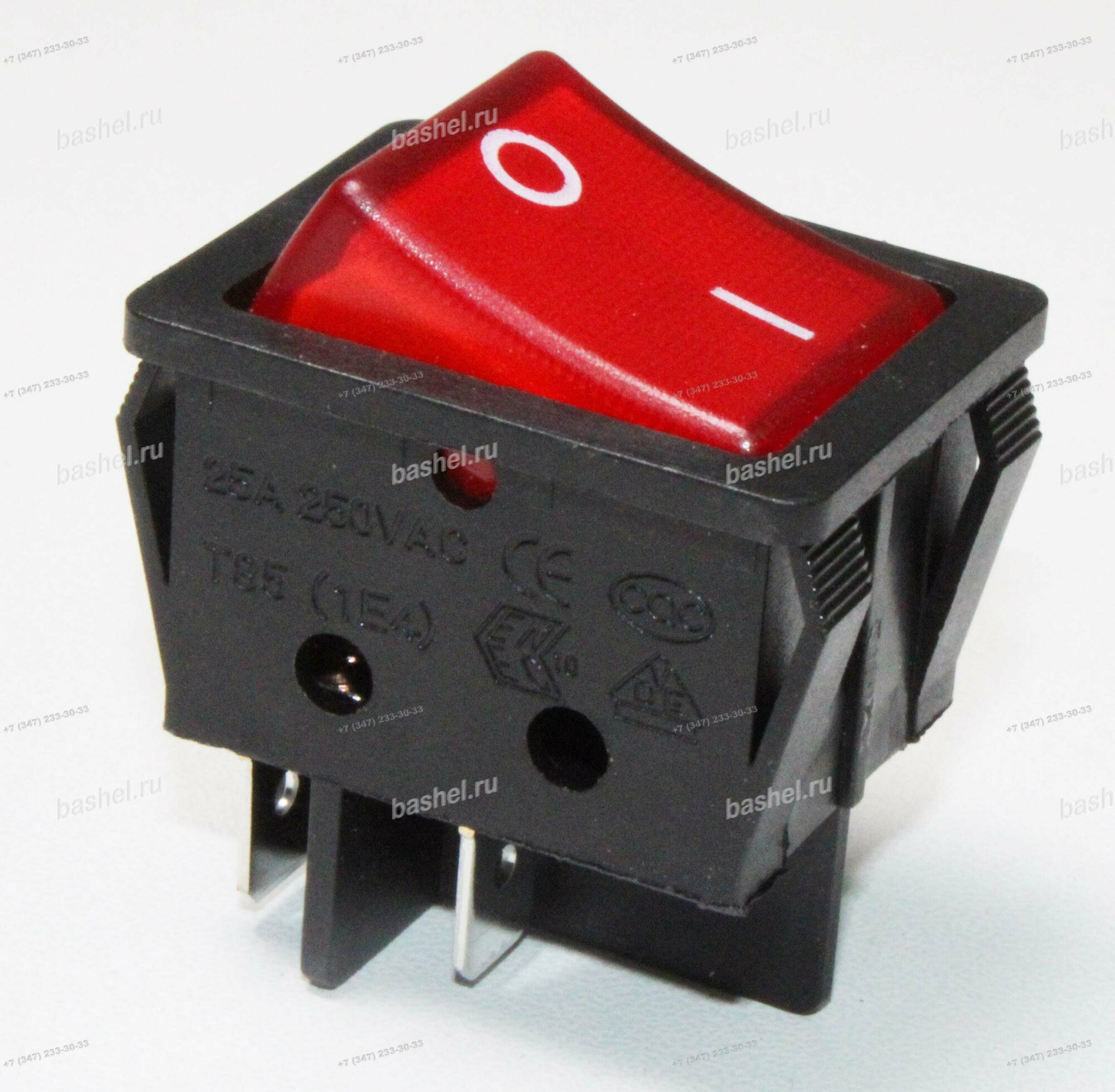 Выключатель KCD4-201N 15А, 4PIN ON-OFF, красный, RUiCHi