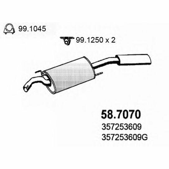 Глушитель выхлопных газов конечный, ASSO 58.7070 (1 шт.)