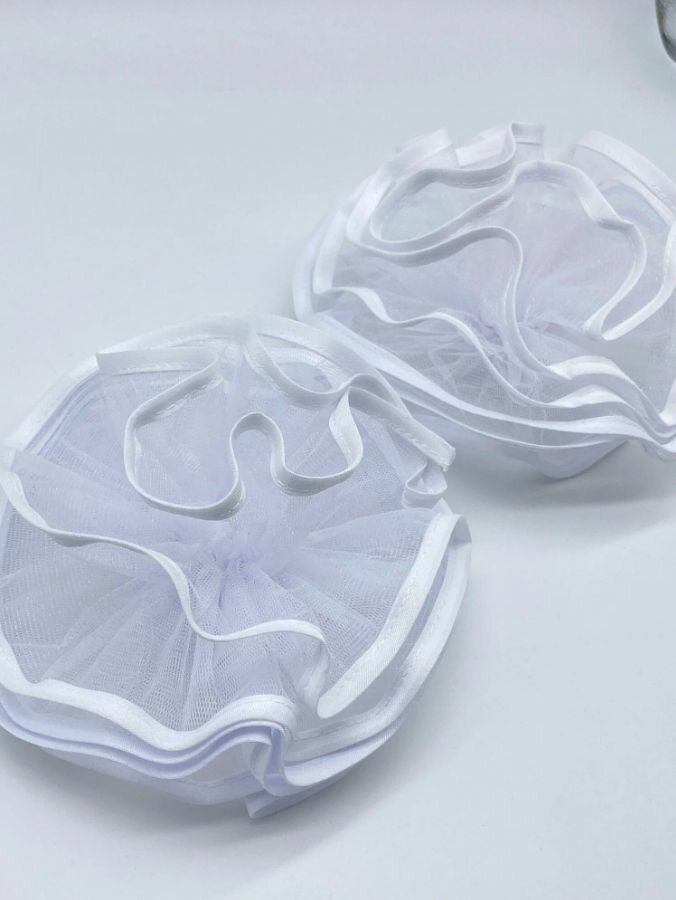 Банты для волос с окантовкой белые школьные d16см, комплект 2 шт