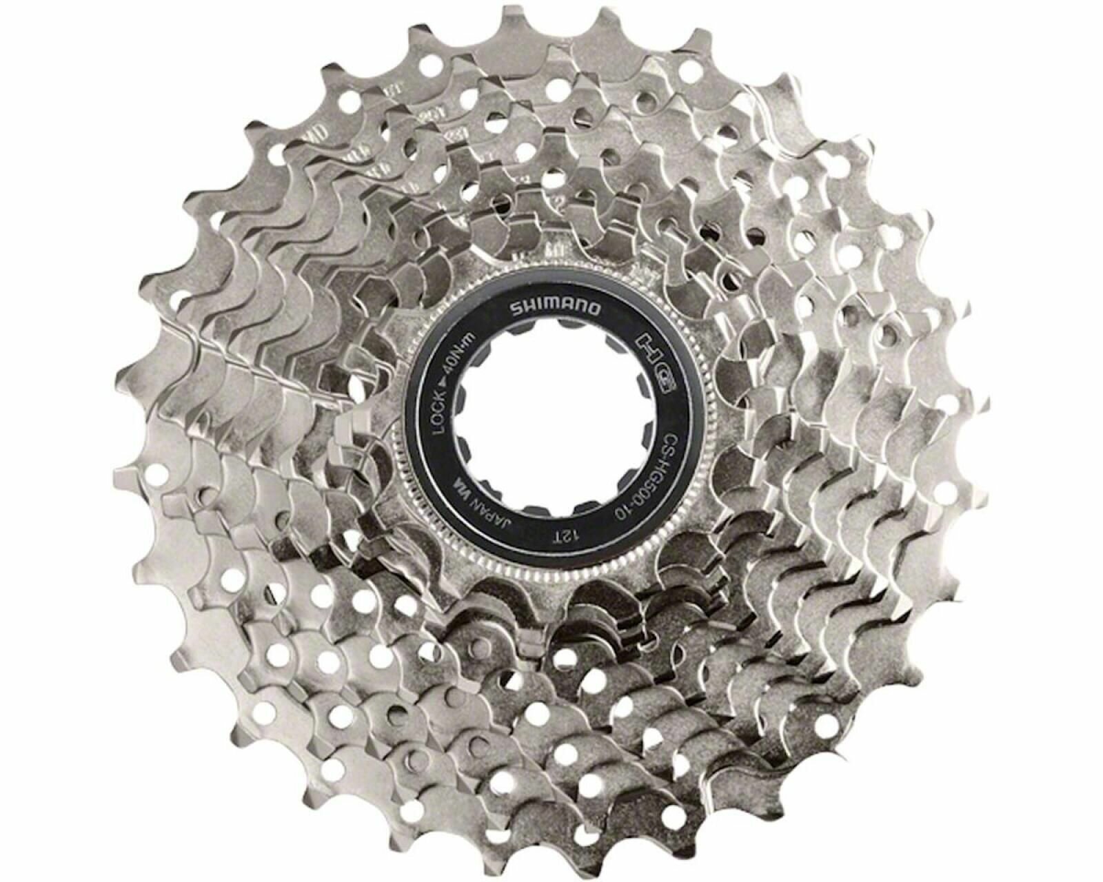 Кассета Shimano Tiagra, HG500, 10 ск, 11-28Т, серебристая, б/уп KCSHG50010228