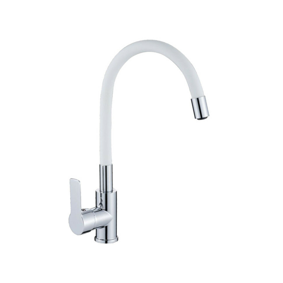 VALFEX Estreya Chrome White VF.70112-8, Смеситель для кухни, гибкий силиконовый излив, латунь