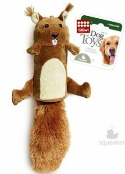 GIGWI Игрушка для собак Белка с большой пищалкой, 32 см (75015)