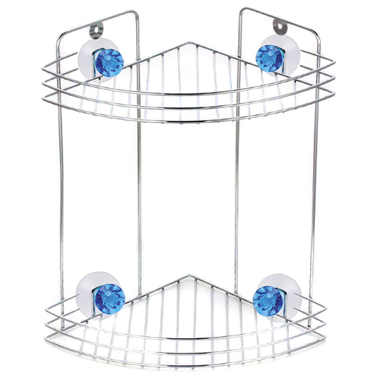Полка для ванной угловая 2-х ярусная на присосках бриллиант 19*19*29 см Рыжий Кот