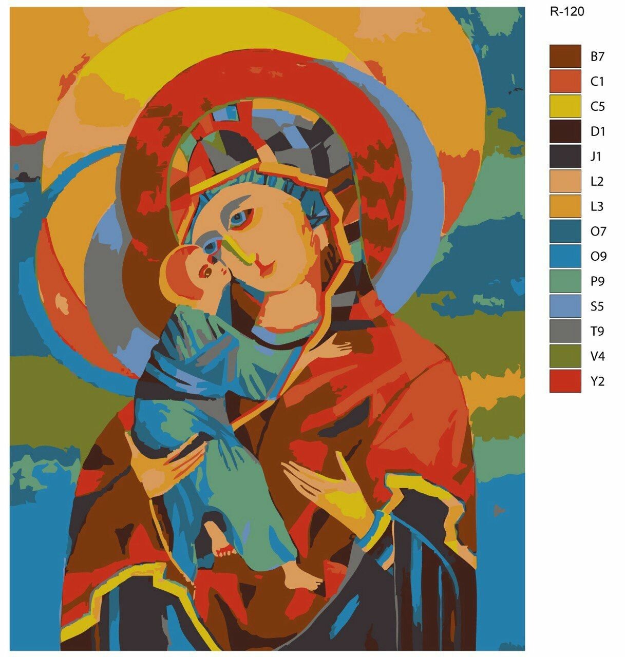 Картина по номерам R-120 "Икона Пресвятой Богородицы " 60x80 см