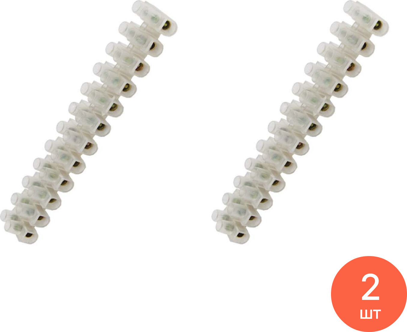 Клеммная колодка TDM Electric / ТДМ Электрик ЗВИ 20 винтовая в корпусе из полиэтилена, белая 12 полюсов, сечение 1.5-6мм2, 20А, 400В / электрика (комплект из 2 шт)