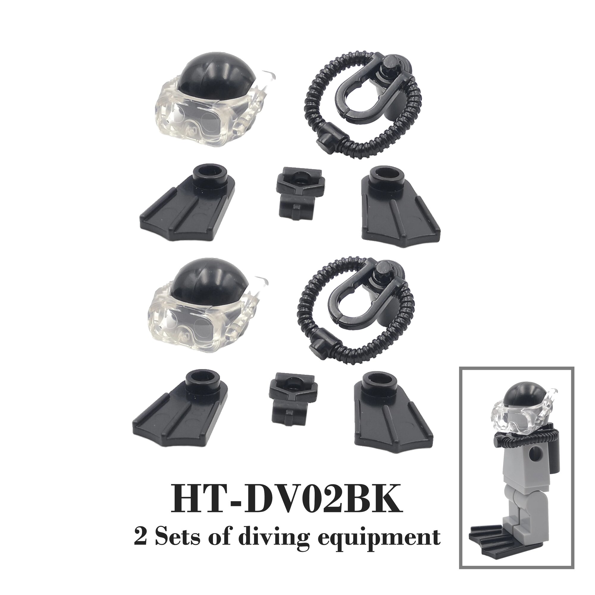 Двухкомплект снаряжения для дайвинга, черный HT-DV02BK