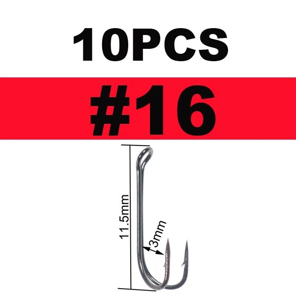Wifreo двойные крючки для нахлыста из высокоуглеродистой стали #1 #2 #4 #6 10pcs size 16
