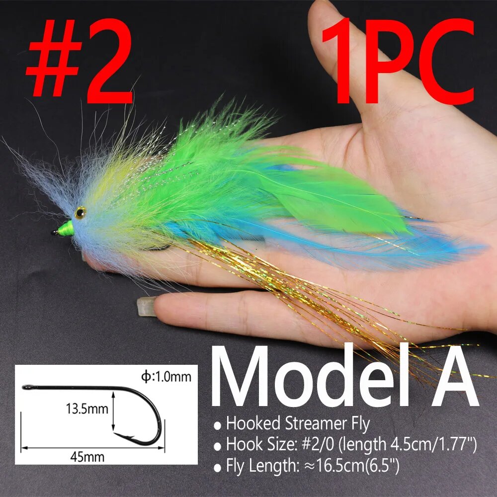 Bimoo Мушка-стример для морской рыбалки #2/0 Зеленый, 1PC Model A Color 2