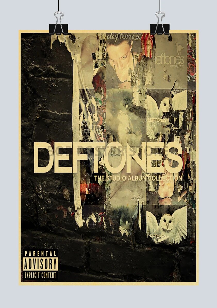 Плакат Deftones из крафт-бумаги Черный, Y056, 42X30CM