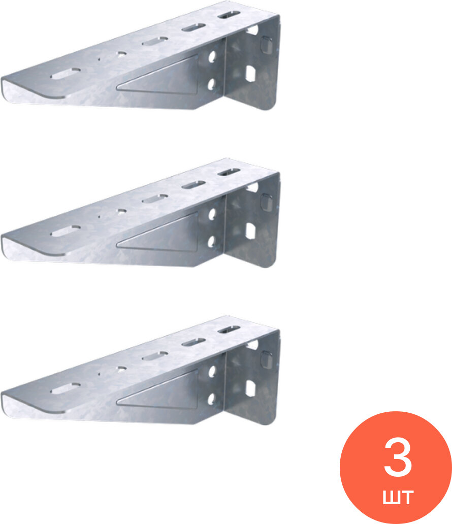 Консоль для кабельных лотков DKC / ДКС BBL3020 легкая для монтажа трассы, оцинкованная стальная, длина основания 200мм / крепеж (комплект из 3 шт)