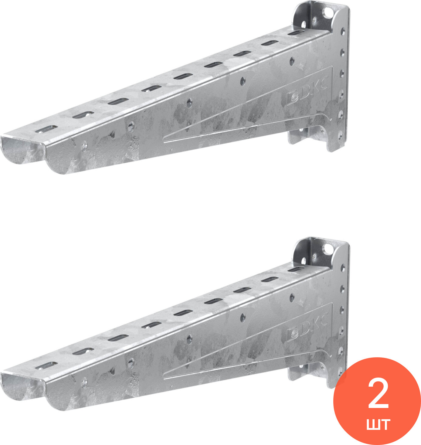 Консоль для кабельных лотков DKC / ДКС BBN6030 универсальная усиленная, оцинкованная стальная, длина основания 300мм / крепеж (комплект из 2 шт)