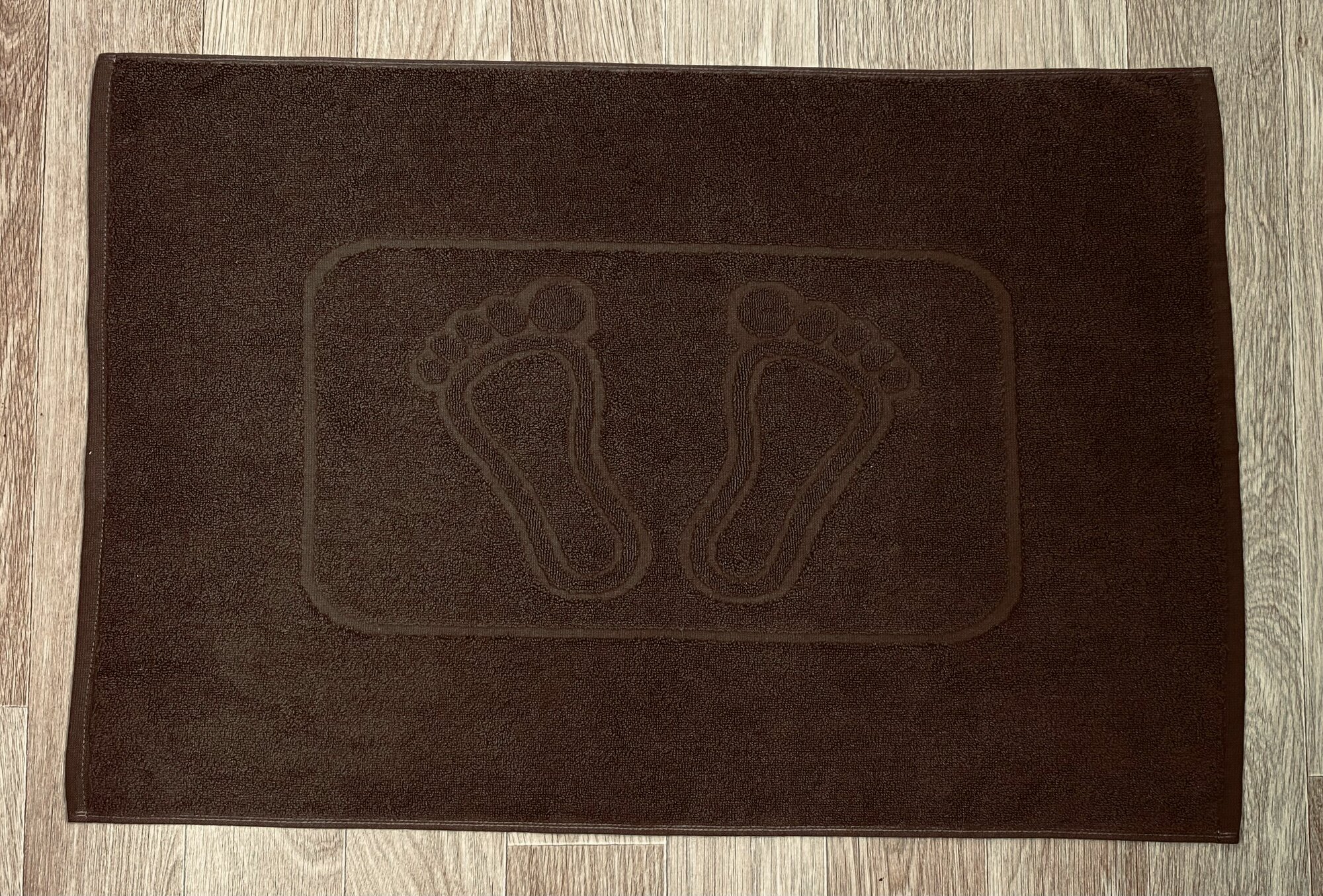 Махровое полотенце для ног, коврик для ног в ванную 50х70 см Кофе-нуар Коричневое 650 г/м2