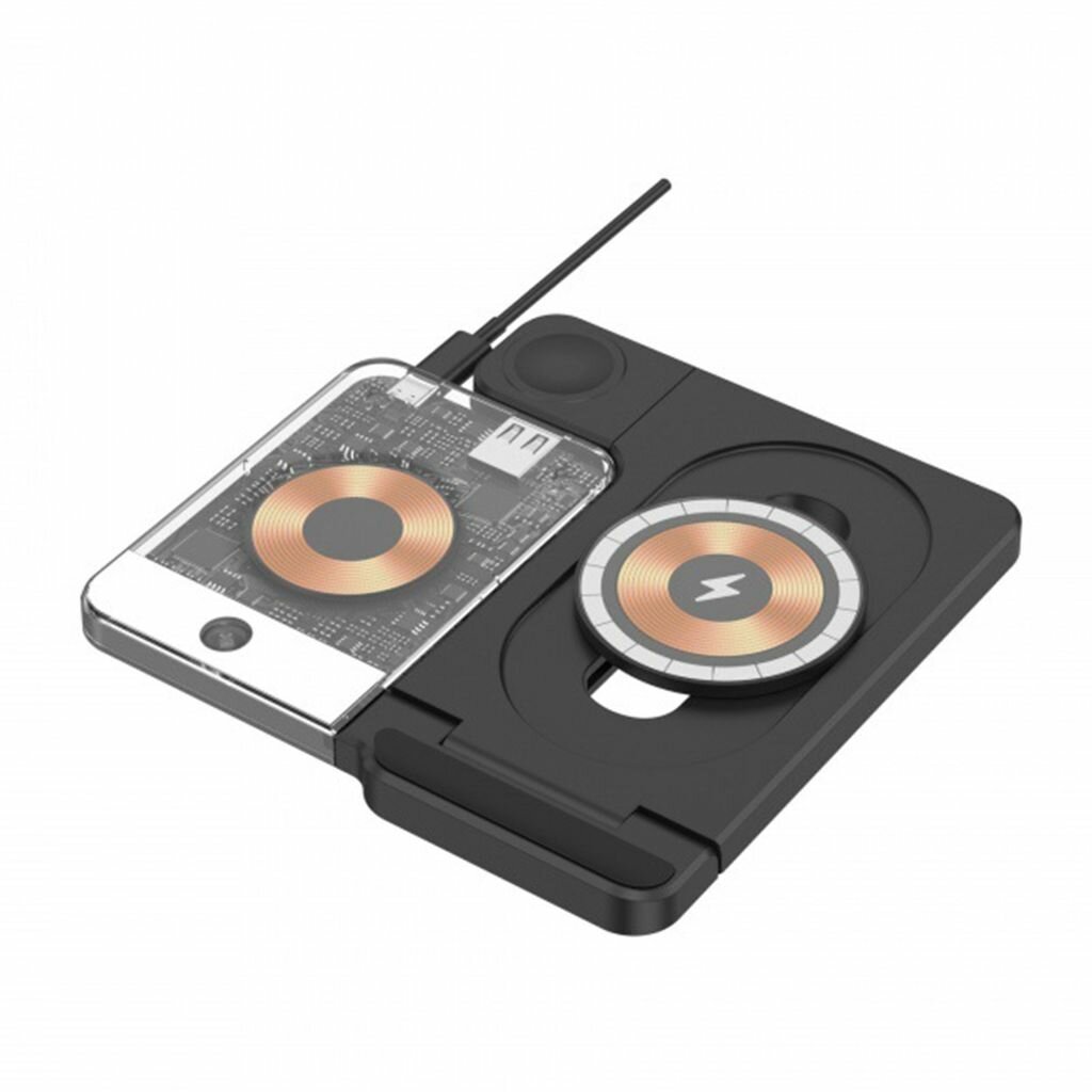 Зарядная док-станция мощностью 15 Вт с подставкой для ночного освещения телефона, часов, наушников, магнитный держатель