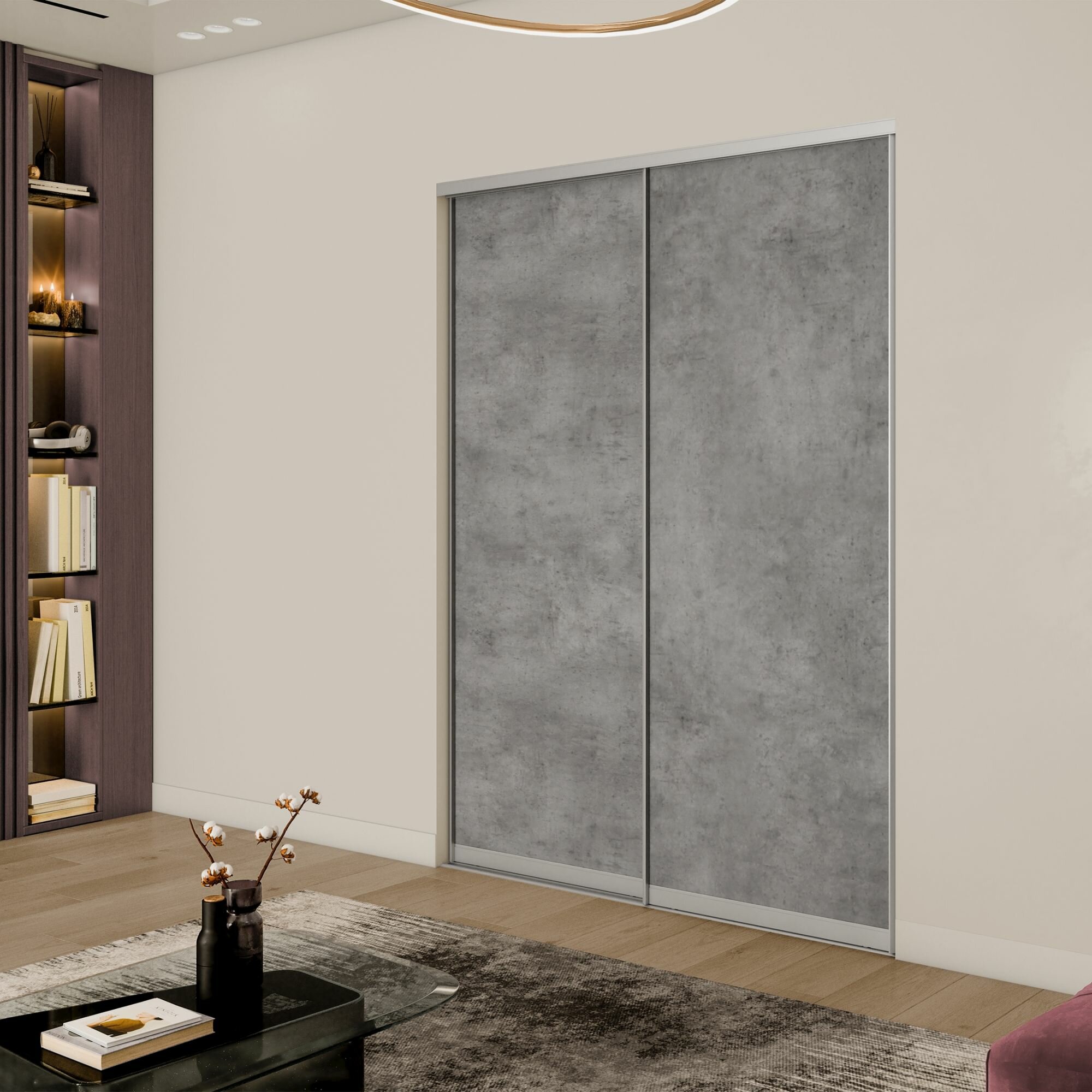 Готовое решение "Элегант" 2дв. ЛДСП, Серебро профиль, 180х10х225