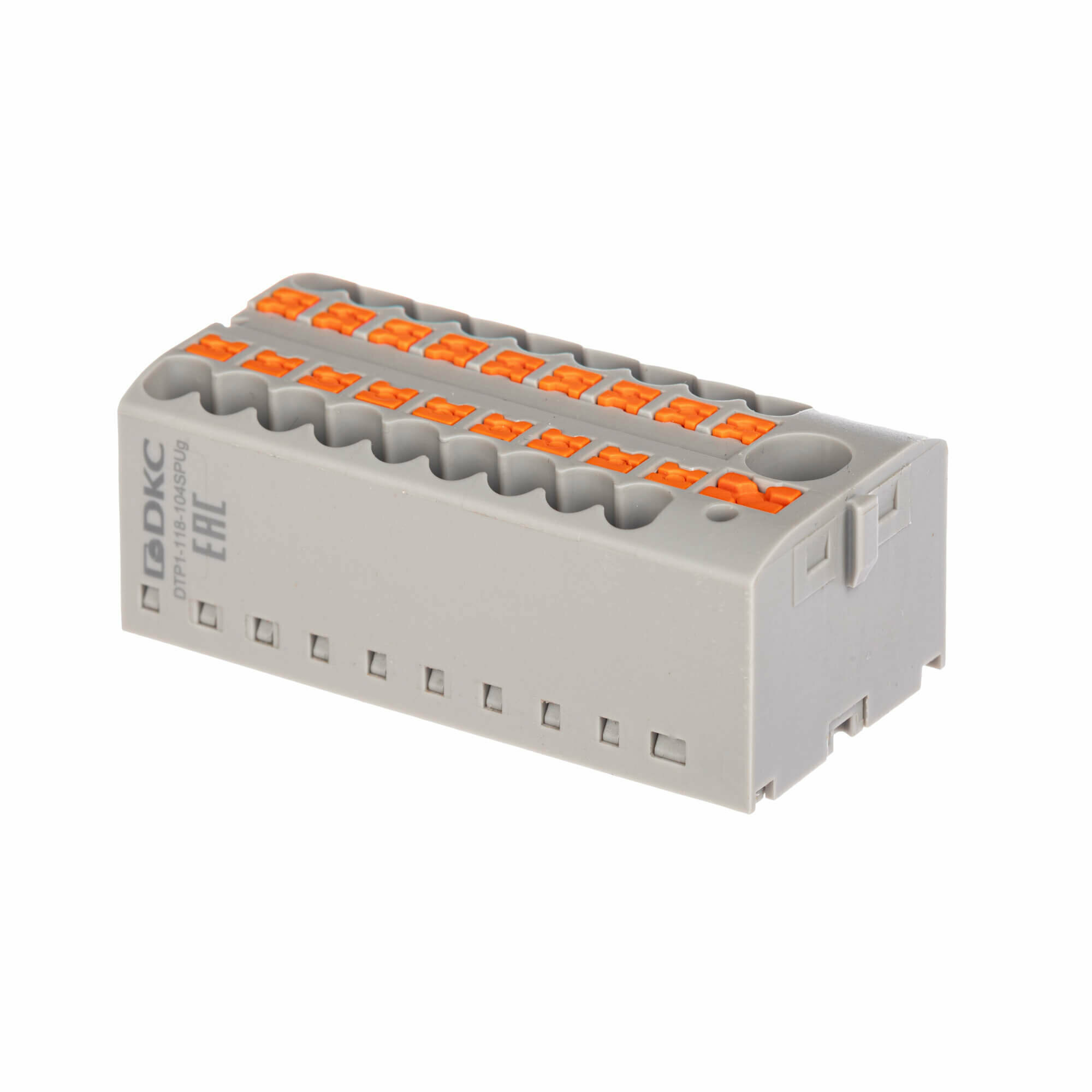Блок распределительный DKC зажим push-in, 1 ввод 6 кв мм, 18 точек подключения 2,5 кв мм, серый