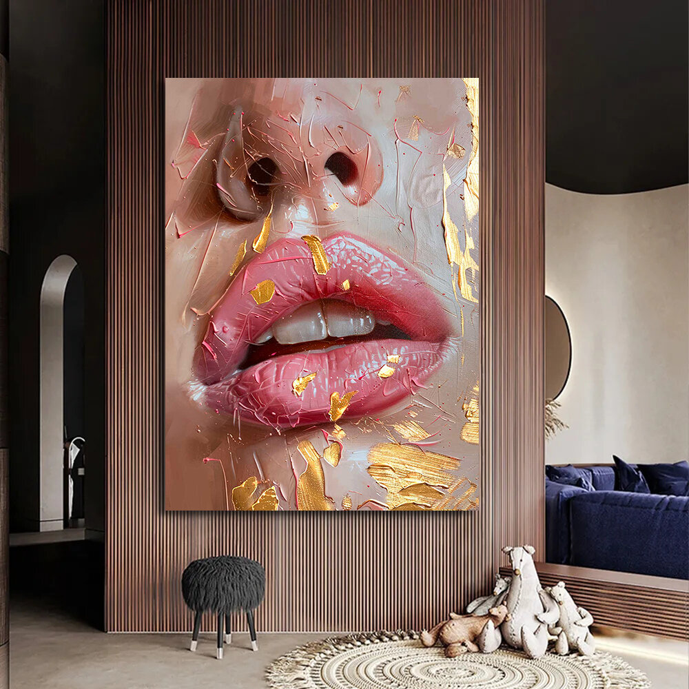 Картина губы девушки, губы картина / в спальню, 50х70 см.