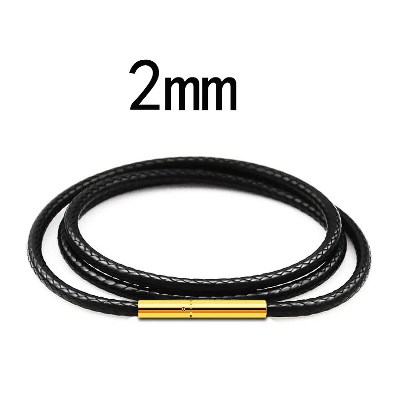 Черный кожаный шнур для ожерелья WarBlade 1-3 мм Черный, 65cm, Black 2mm